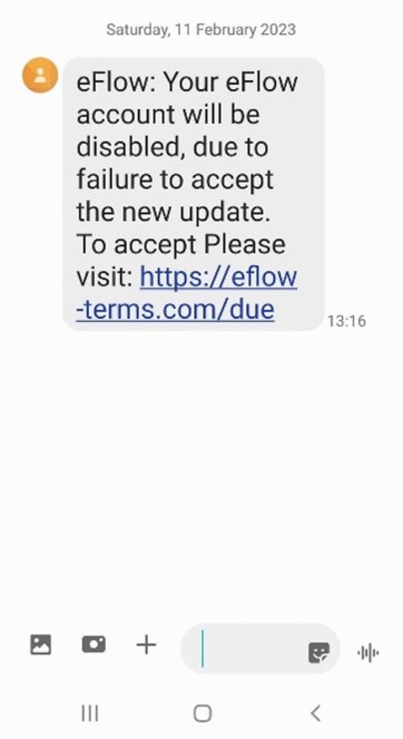 Beware of fake 'eFlow' scam texts - Kilkenny Live - Kilkenny Live